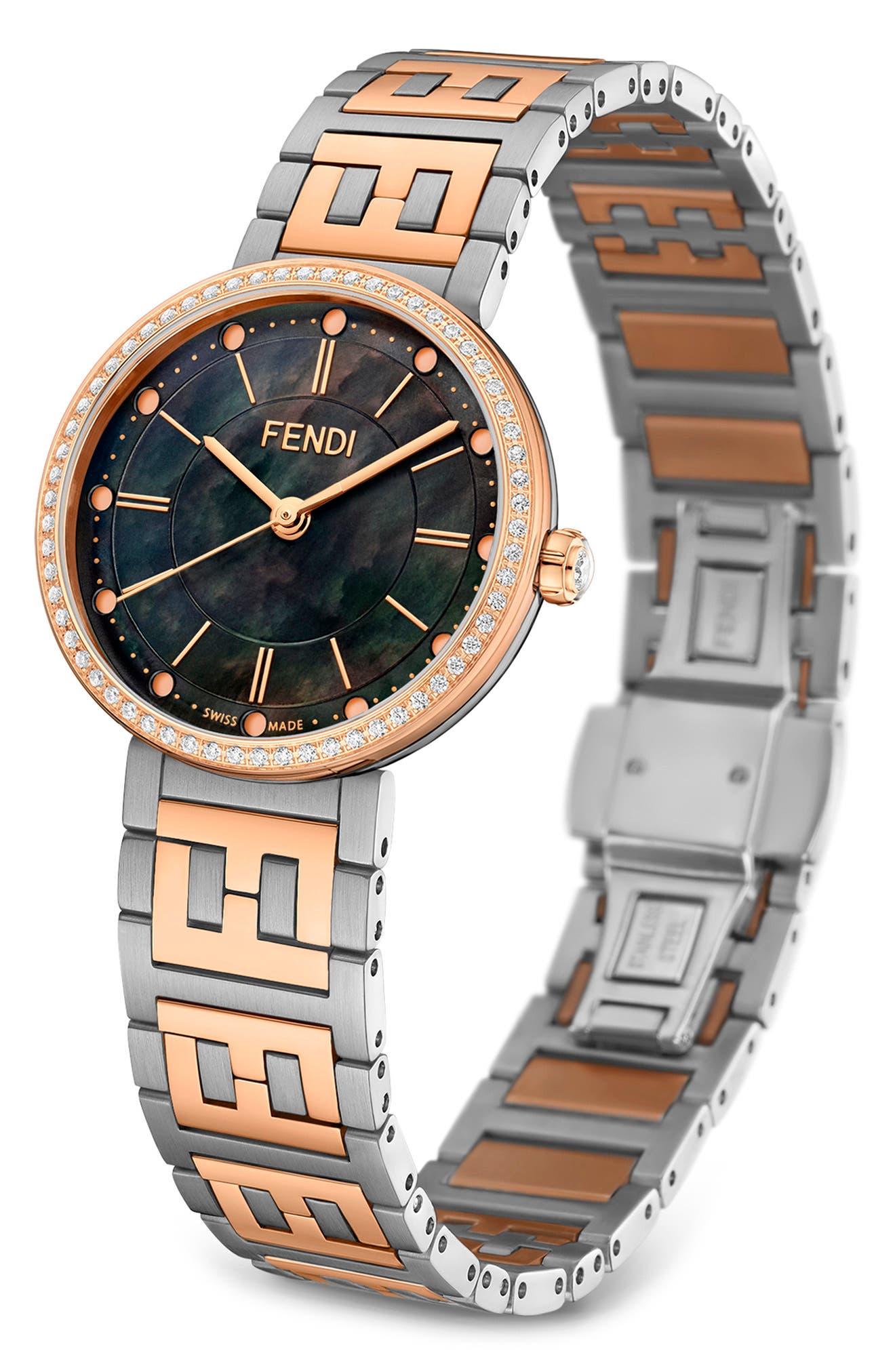 Fendi Forever Fendi Two-Tone Diamond Bracelet Watch, 29mm - 0.34ct ...