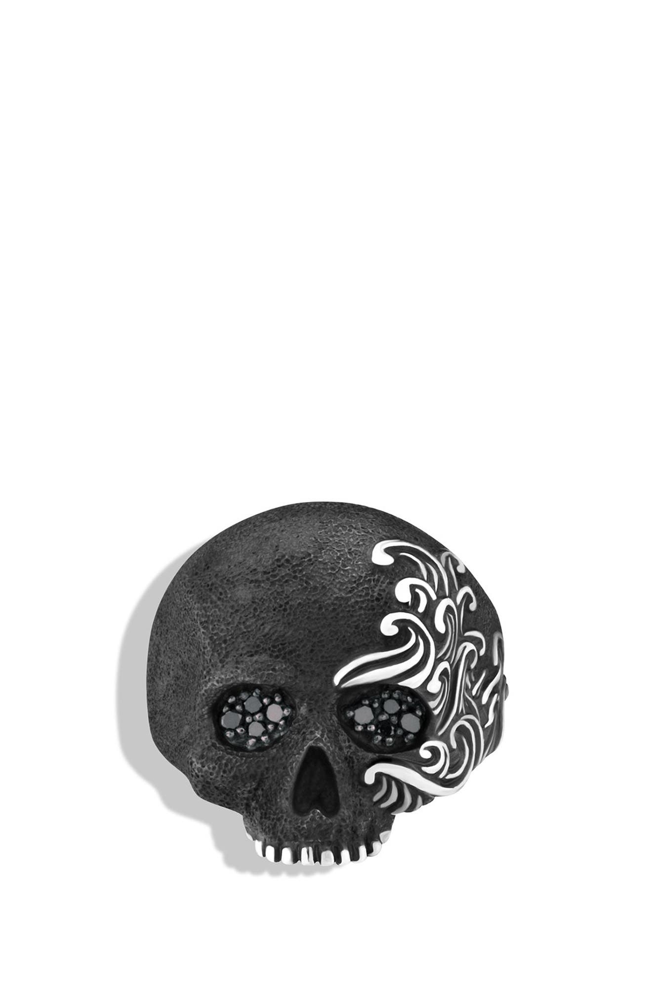 David Yurman Waves Large Skull Ring with Black Diamonds | Nordstrom