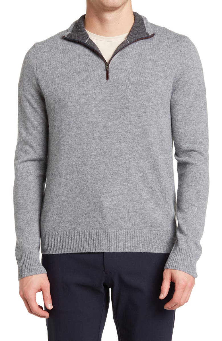 Amicale Cashmere Quarter Zip Pullover w/ Piping | Nordstromrack