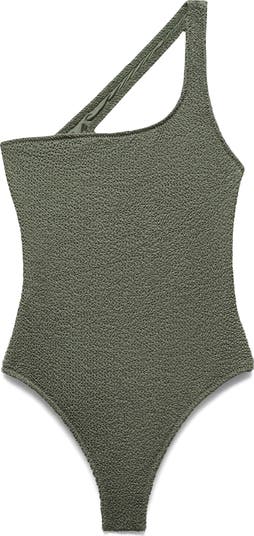 MANGO Textured One-Shoulder One-Piece Swimsuit | Nordstrom
