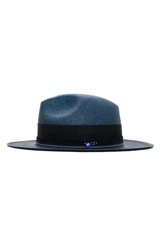 Modern Monarchie Panama Toquilla Straw Fedora In Dark Blue | ModeSens