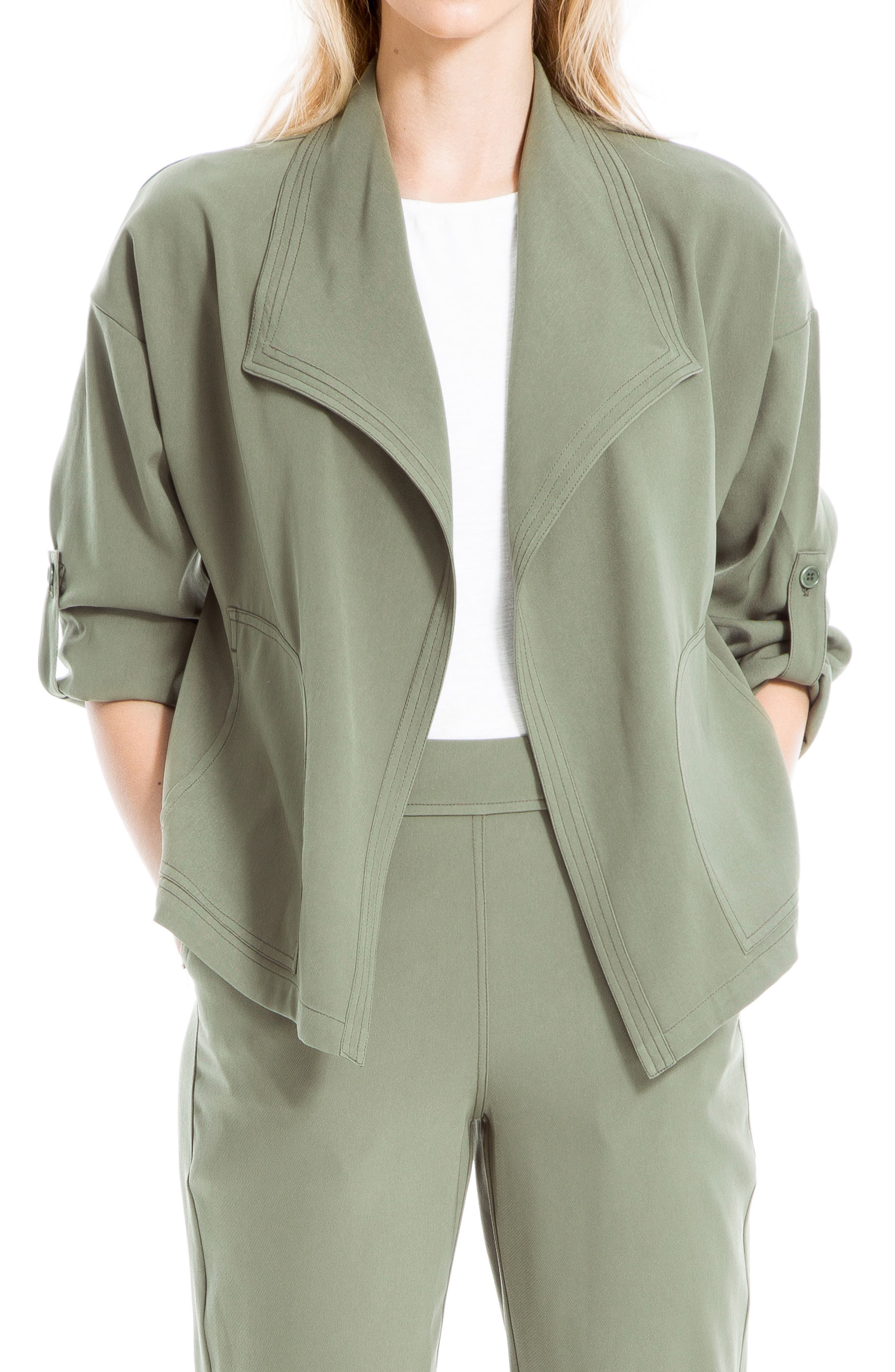 MAX STUDIO Twill Drape Front Short Jacket | Nordstromrack