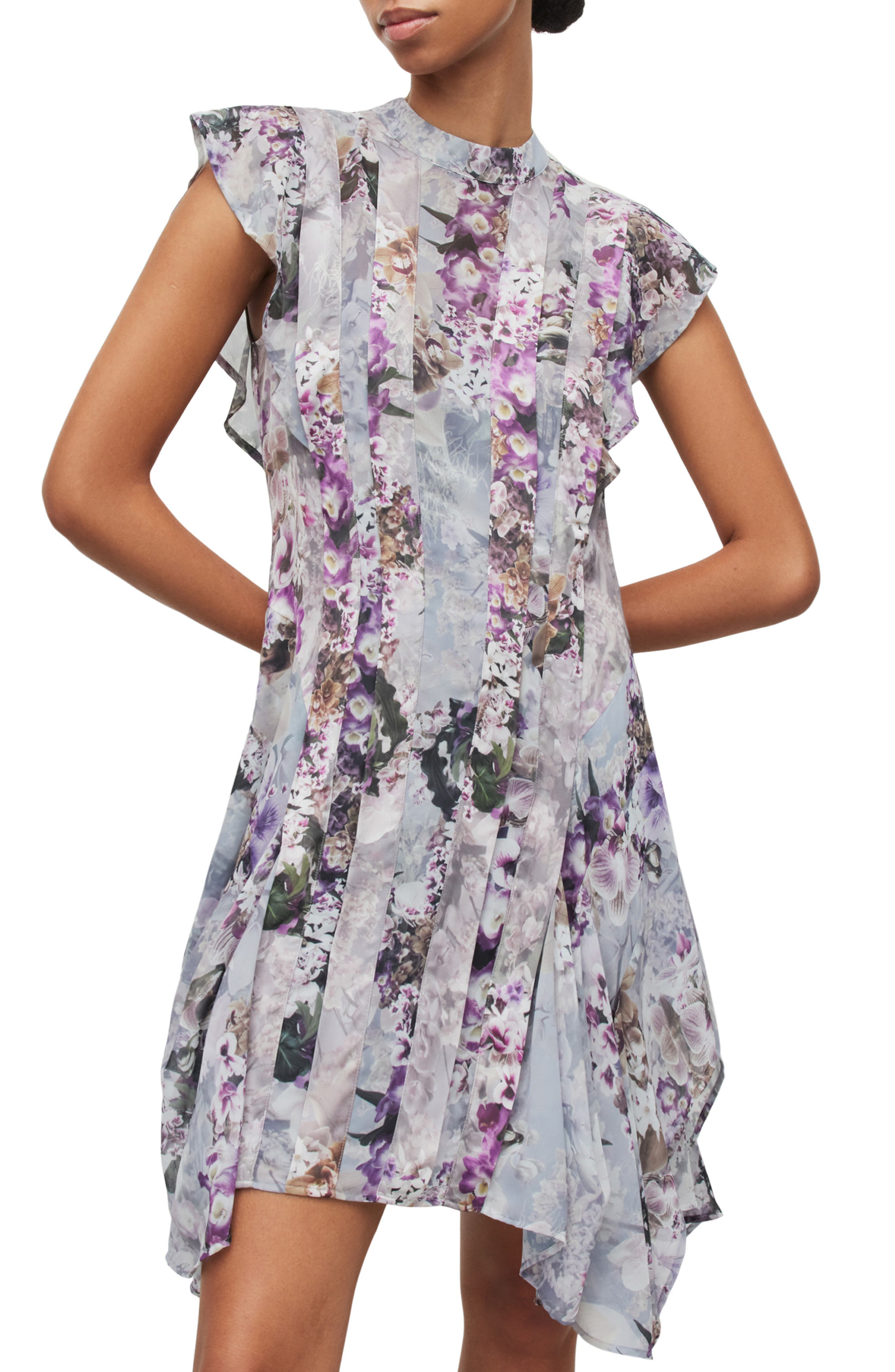Lucia Floral Dress In Grey