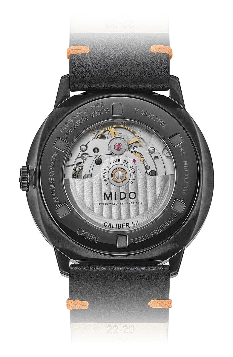 MIDO Commander Big Date Automatic Leather Strap Watch, 42mm | Nordstrom