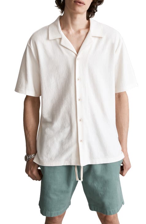 Textured Easy Short Sleeve Button-Up Shirt
