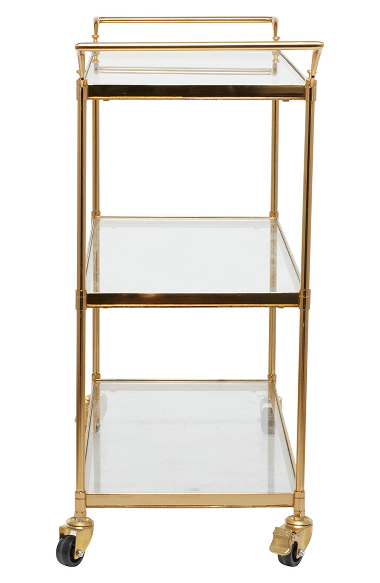 VIVIAN LUNE HOME Brass Metal Traditional Bar Cart with Lockable Wheels ...