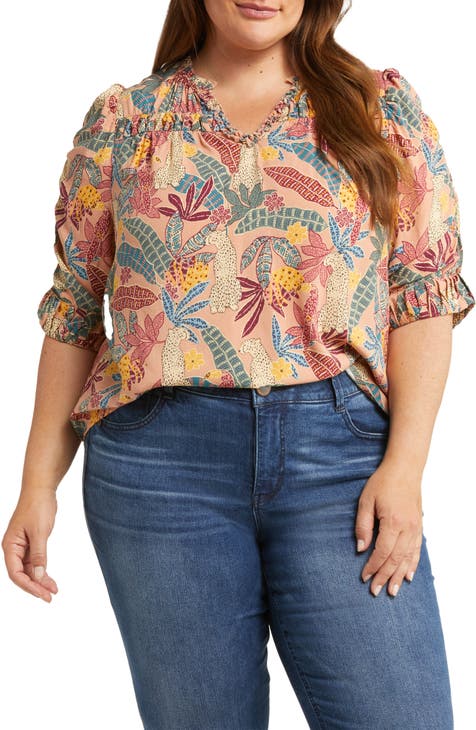 Floral Print Ruffle Top (Plus Size) (Nordstrom Exclusive)