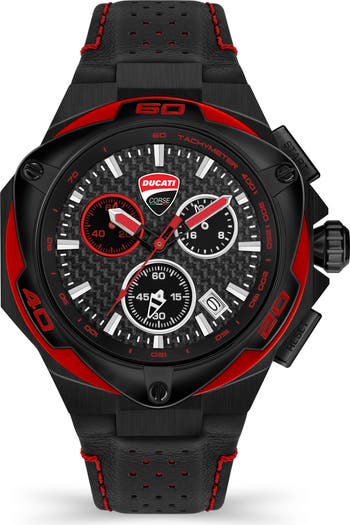 Ducati Corse Motore Chronograph Leather Strap Watch, 49mm | Nordstromrack