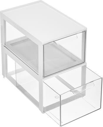 mDesign Plastic Office Storage Stack Organizer with Drawer, 2 Pack ...