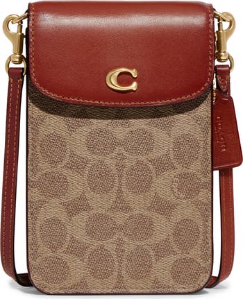 COACH Signature Coated Canvas & Leather Phone Crossbody Bag | Nordstrom