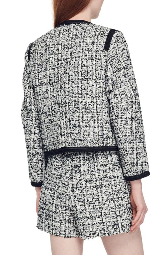 Sandro Cropped Tweed Jacket In Black | ModeSens