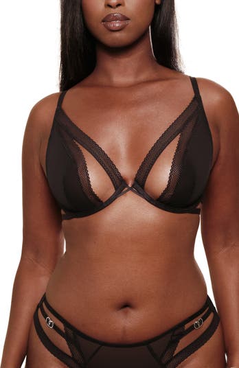 Love, Vera Unlined Cutout Mesh Underwire Demi Bra | Nordstromrack