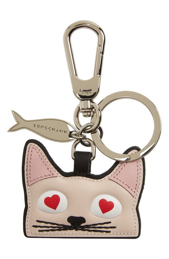 Longchamp Leather Cat Key Ring In Pale Pink | ModeSens