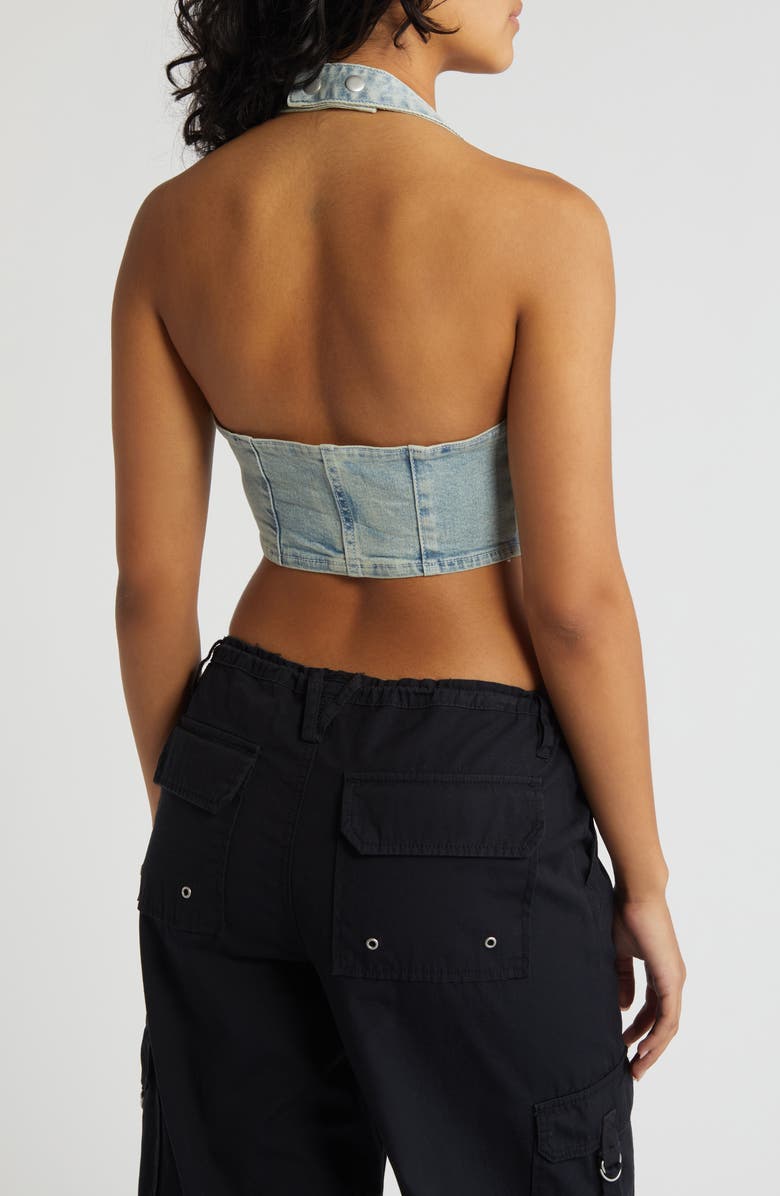 PacSun Corset Denim Crop Halter Top | Nordstrom