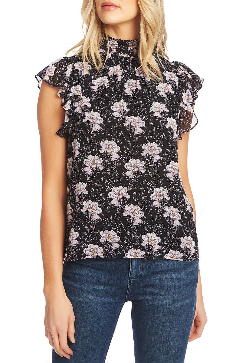 1 State Flutter Sleeve Smocked Neck Blouse Nordstrom