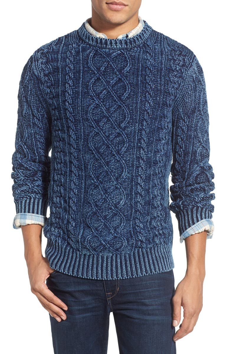 Faherty Cable Knit Cotton Crewneck Sweater Nordstrom
