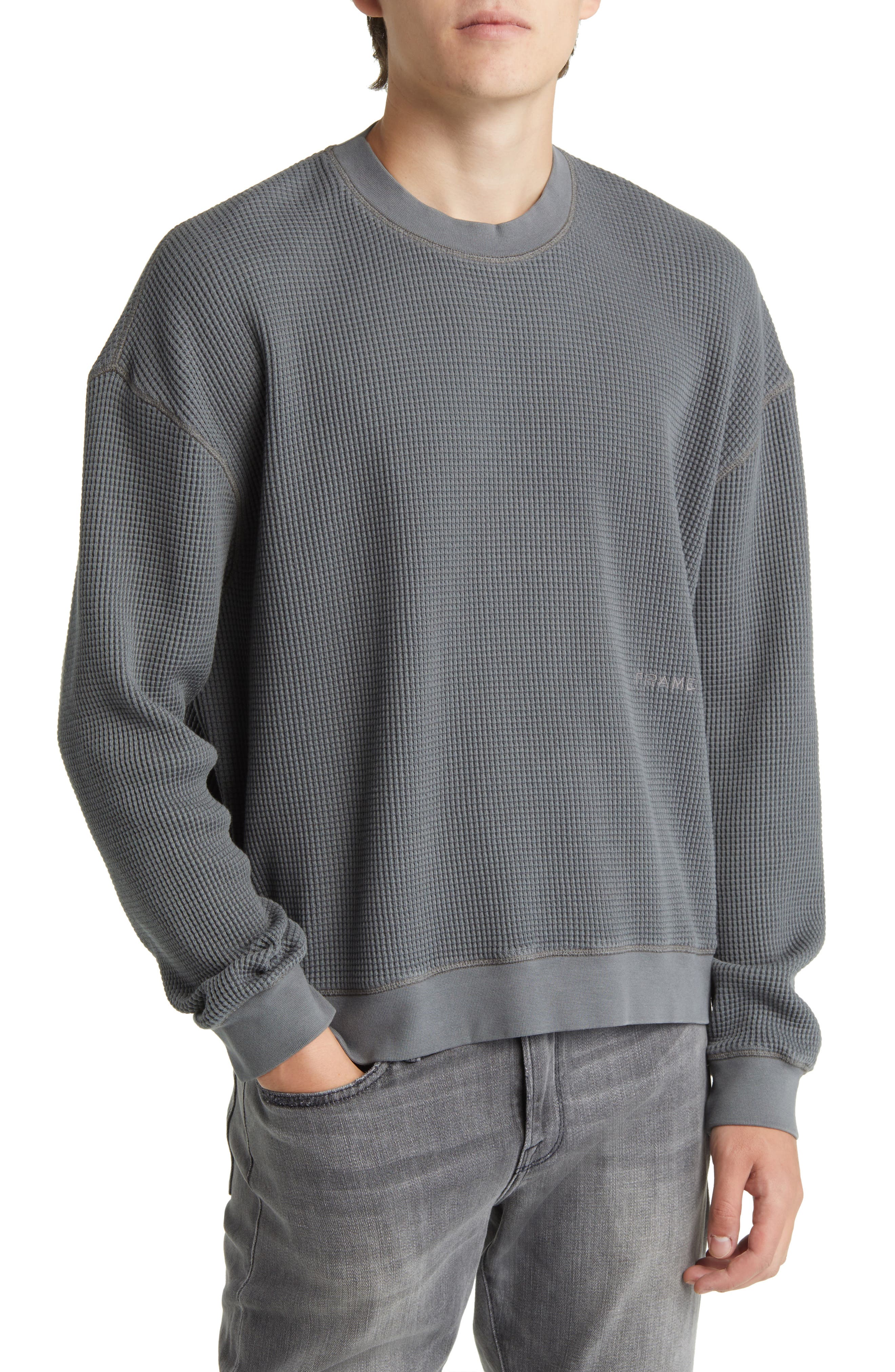 FRAME Waffle Knit Cotton Sweatshirt | Nordstrom