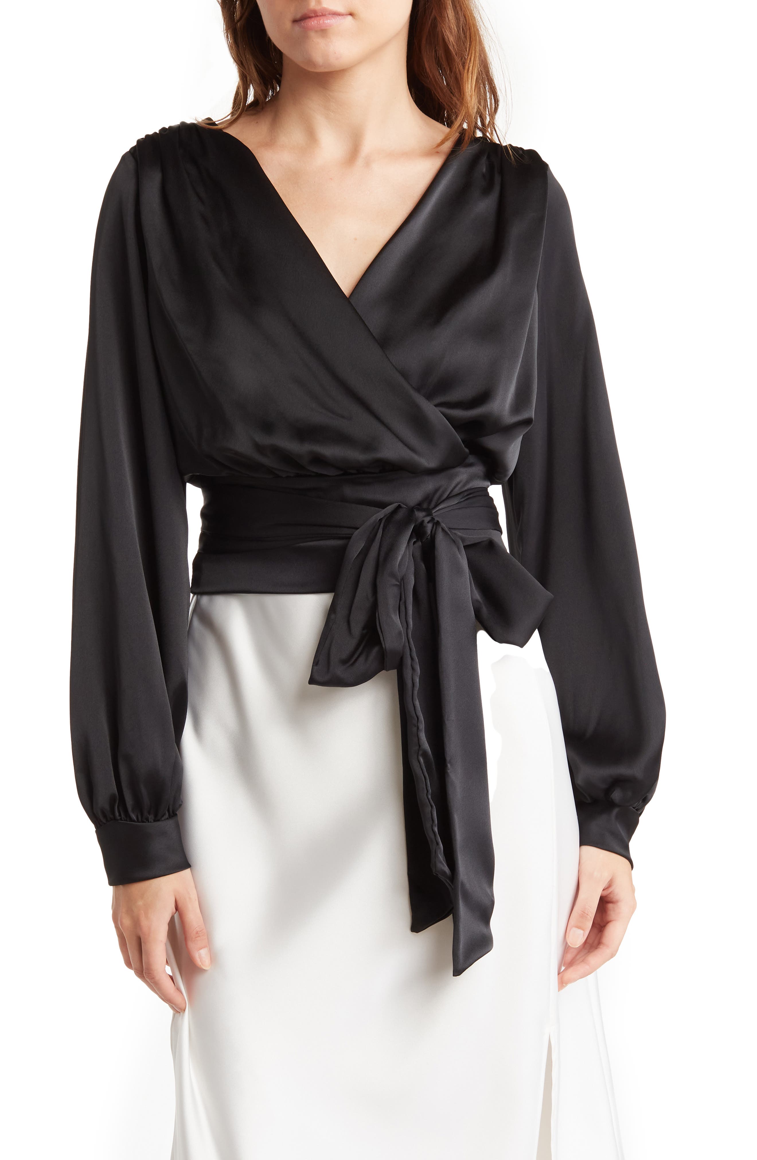 Renee C V-Neck Solid Satin Top | Nordstromrack