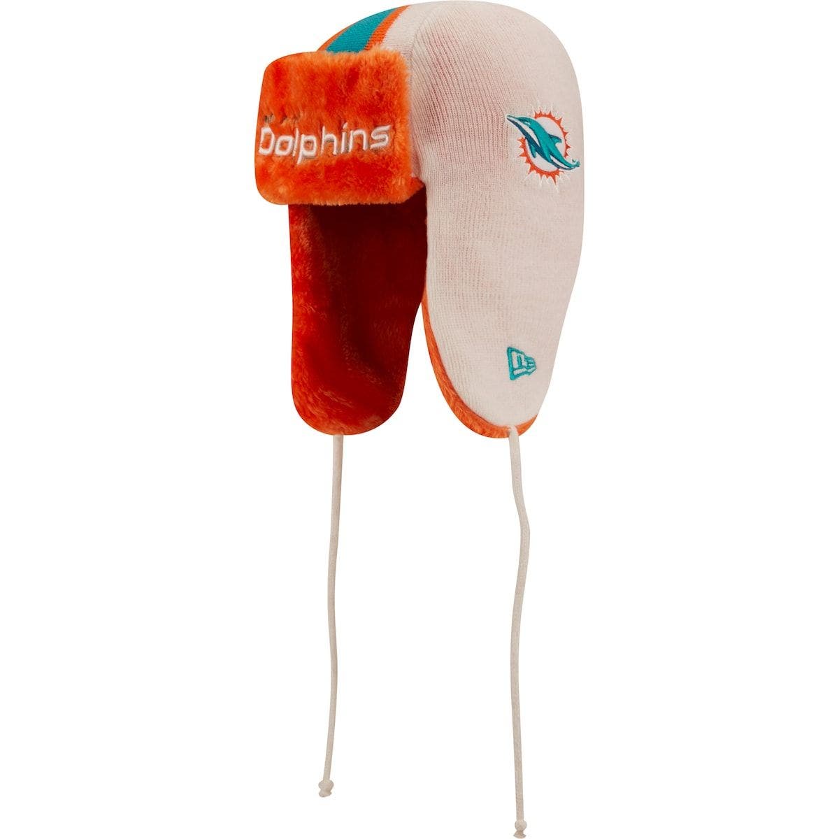 New Era Men's New Era White Miami Dolphins Helmet Head Trapper Knit Hat ...