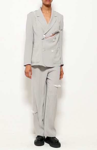 Undercover Slash Cutout Lace Trim Double Breasted Blazer | Nordstrom