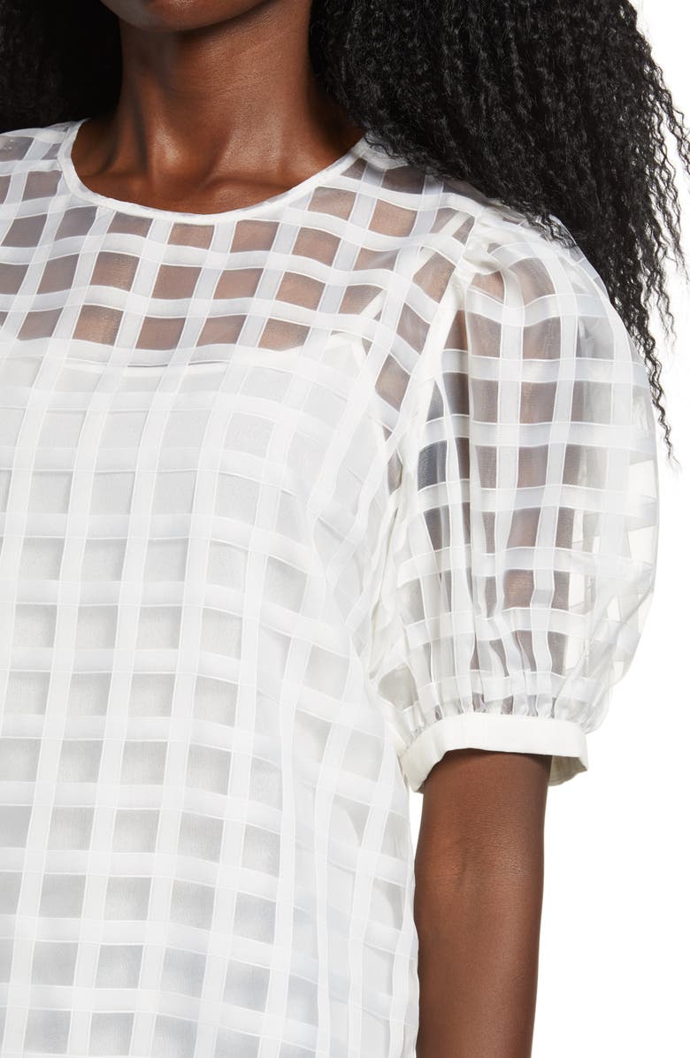 English Factory Windowpane Sheer Top | Nordstrom