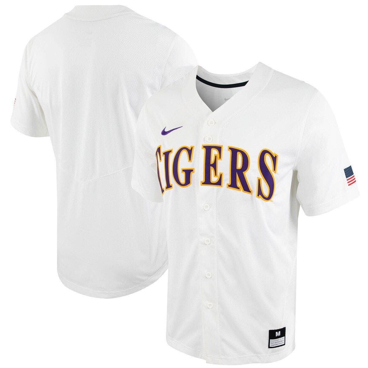 Nike Men's Nike White LSU Tigers Replica Full-Button Baseball Jersey ...