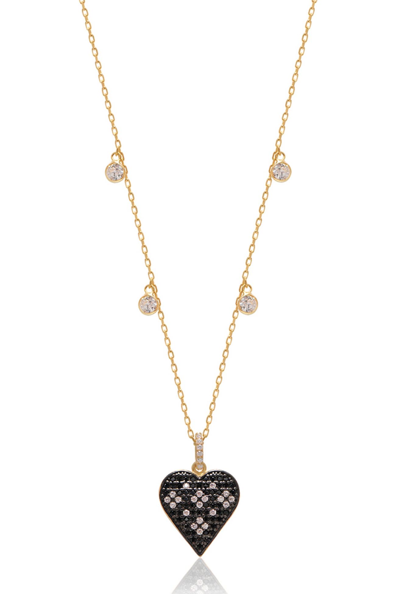 Gabi Rielle | 14K Yellow Gold Vermeil Pave CZ Heart Pendant Necklace ...