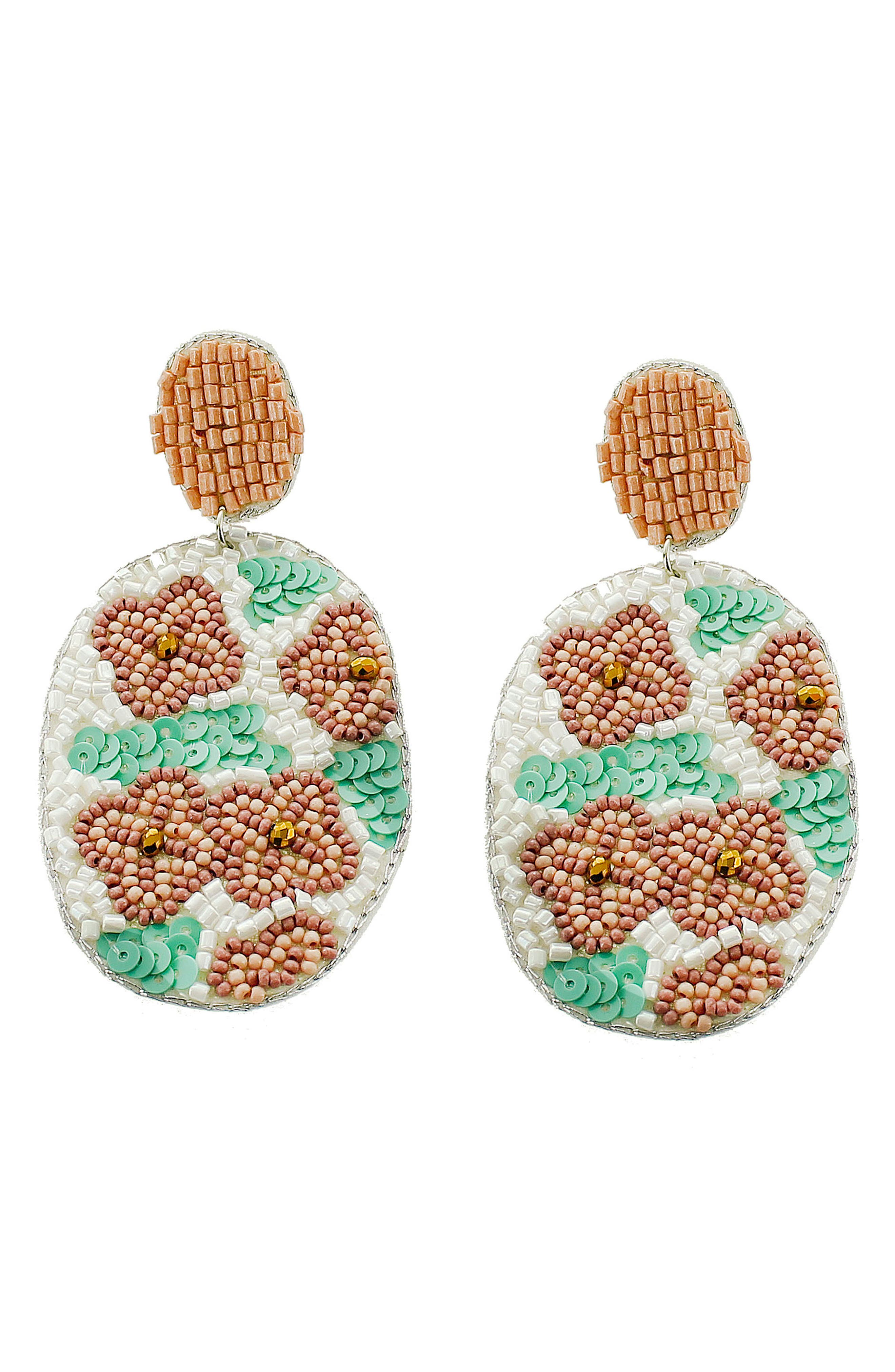Panacea Peach Flower Beaded Drop Earrings | Nordstromrack