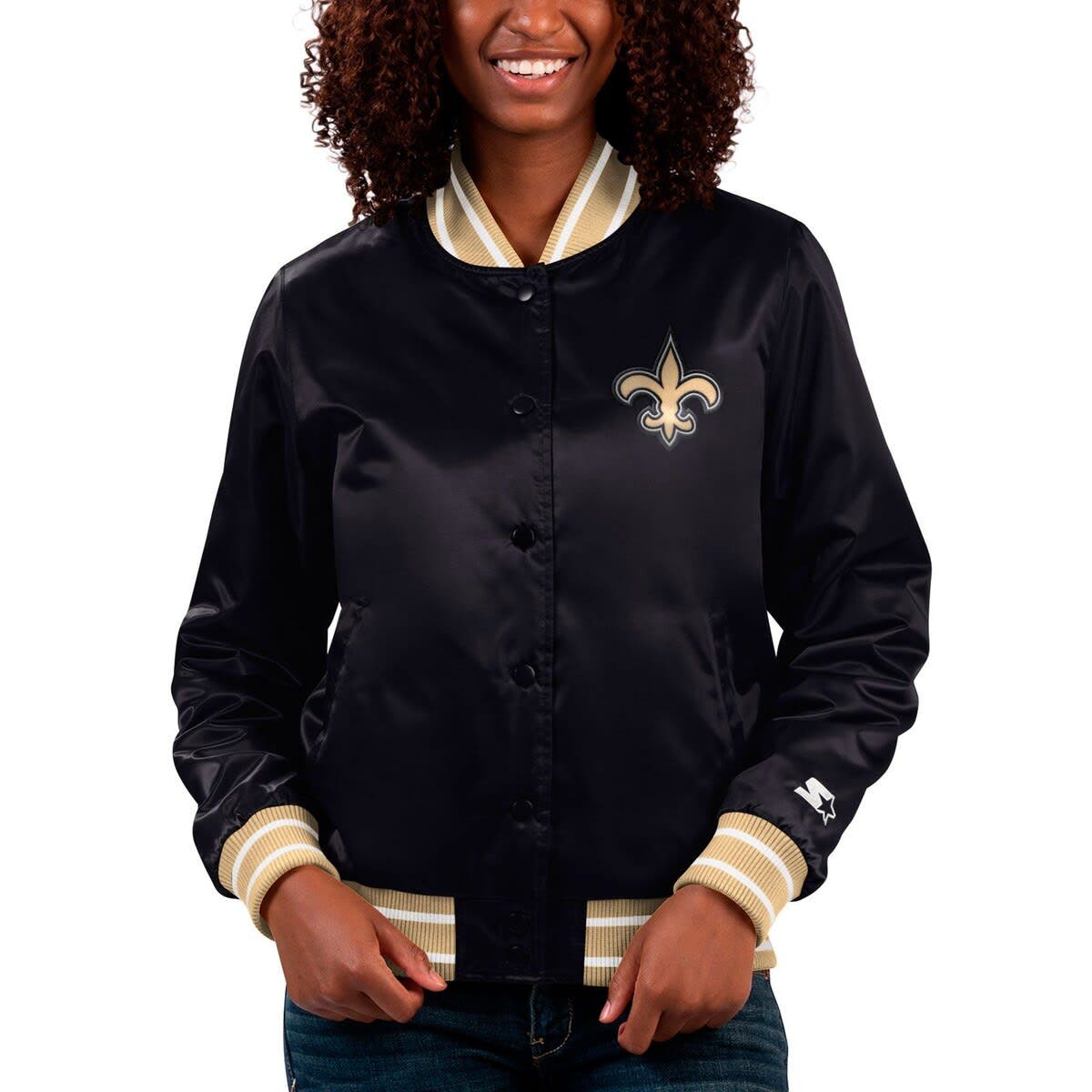 STARTER Women's Starter Black New Orleans Saints Full Count Satin Full ...