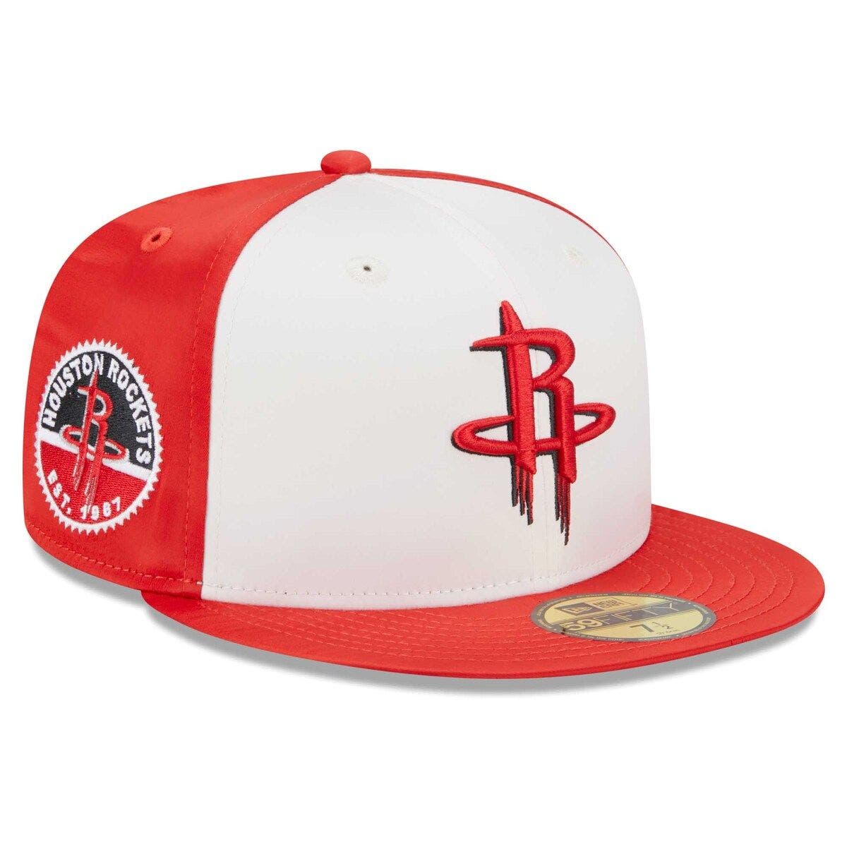 New Era Men's New Era White Houston Rockets Throwback Satin 59FIFTY ...