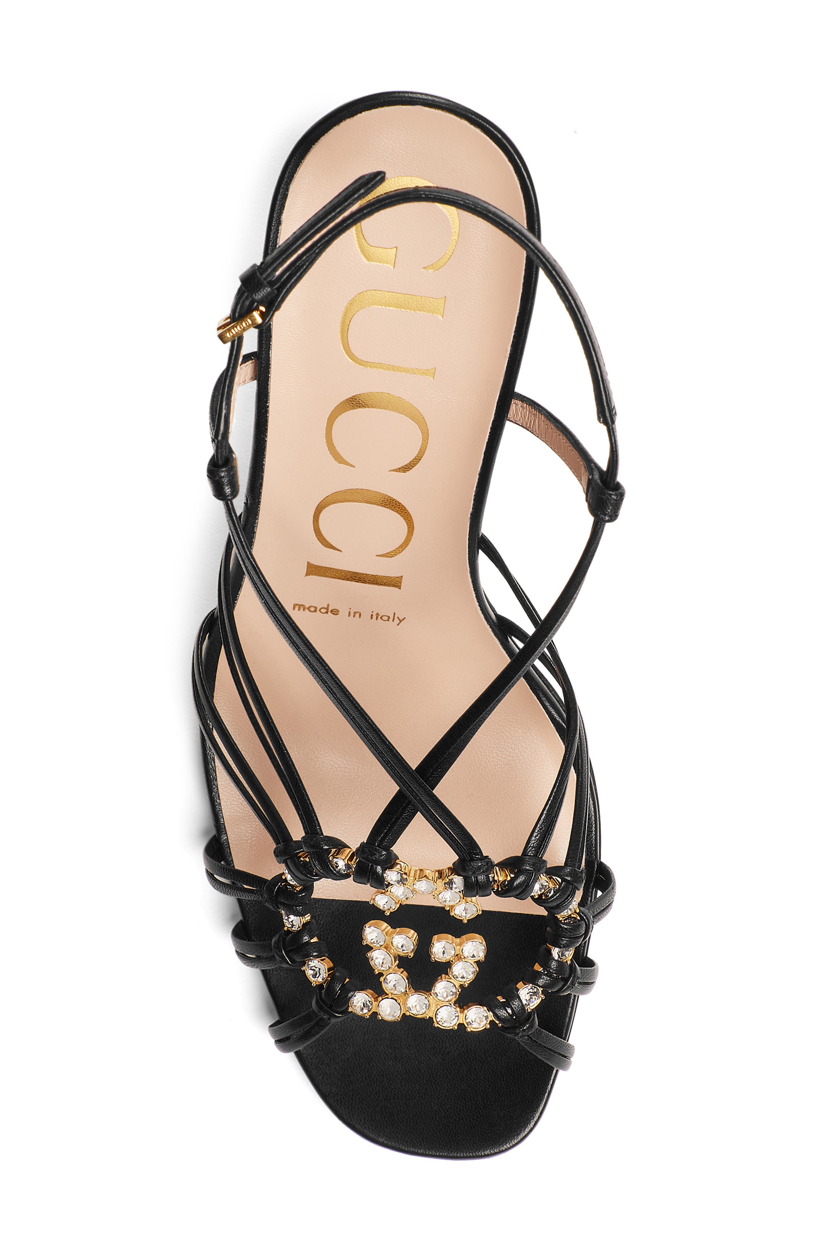 Gucci Isa Crystal Embellished Interlocking G Ankle Strap Sandal (Women ...