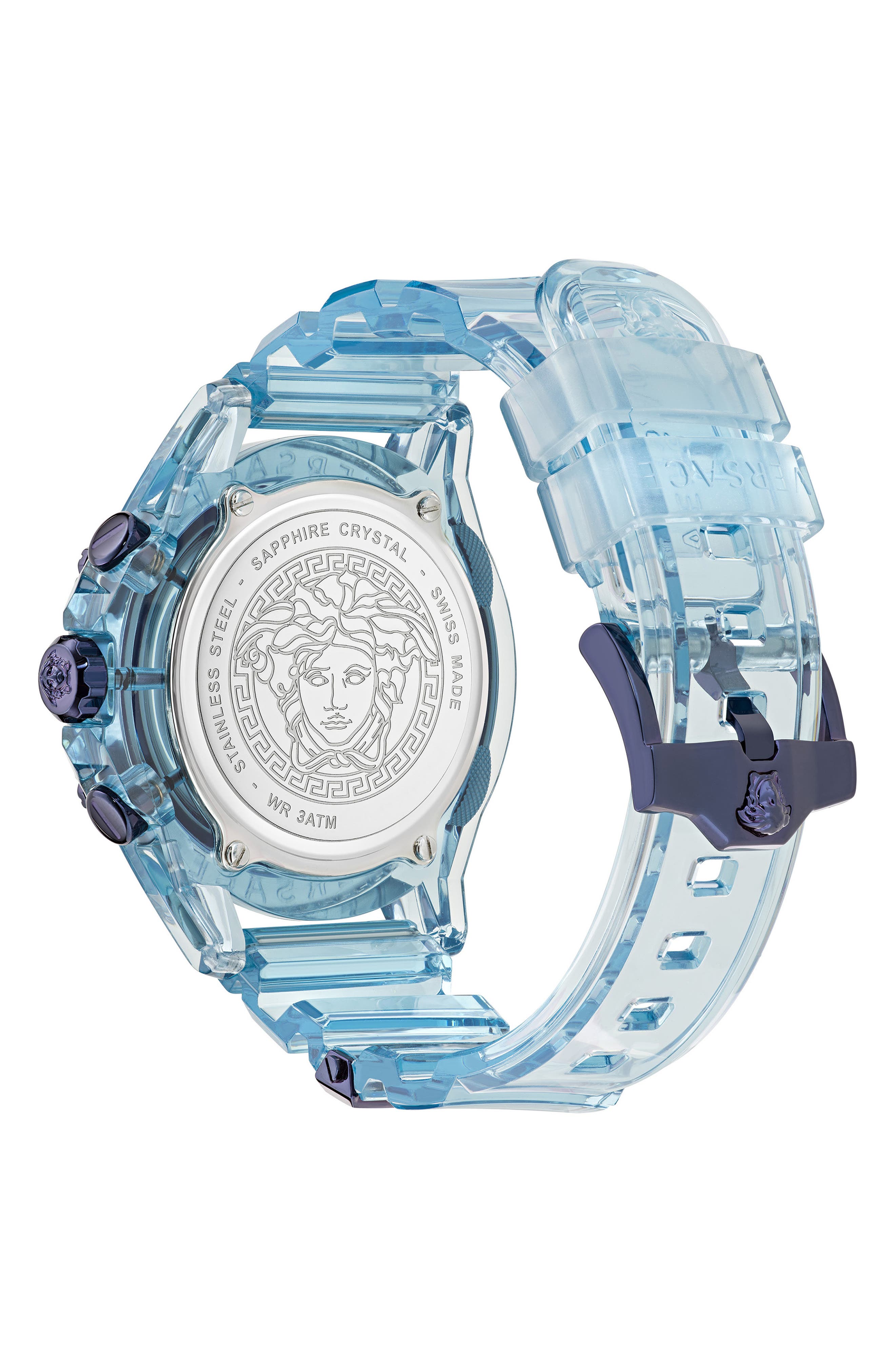 Versace Men's Swiss Chronograph Icon Active Transparent Purple Silicone ...