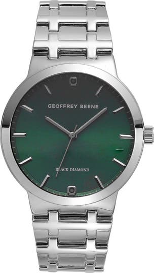 GEOFFREY BEENE Genuine Black Diamond Bracelet Watch, 41mm - 0.001ct ...