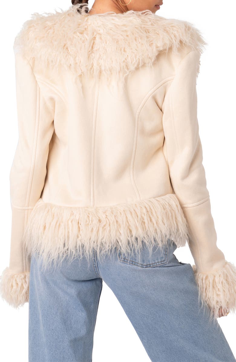 EDIKTED Faux Fur Trim Coat | Nordstrom