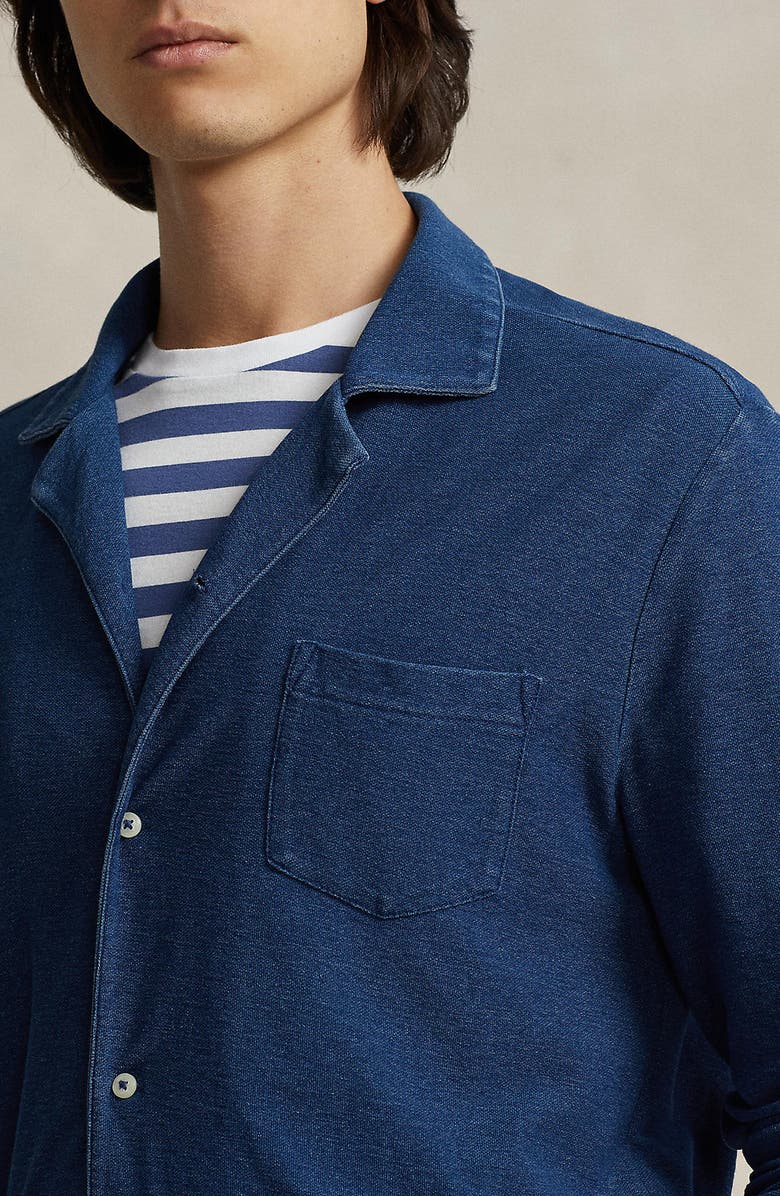 Polo Ralph Lauren Indigo Knit Button-Up Shirt | Nordstrom