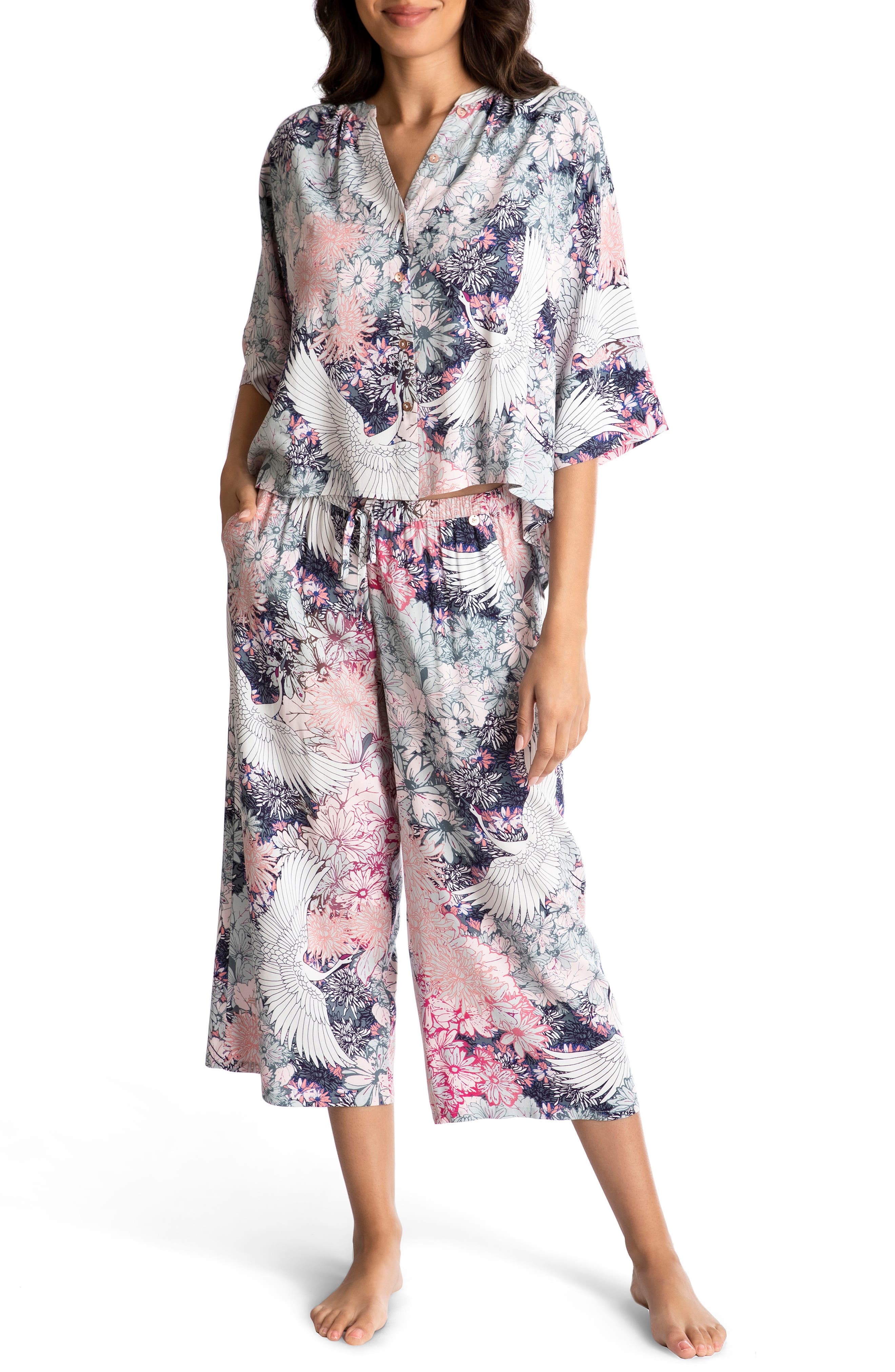 Midnight Bakery Edith Eastern Flock Crop Pajamas | Nordstrom
