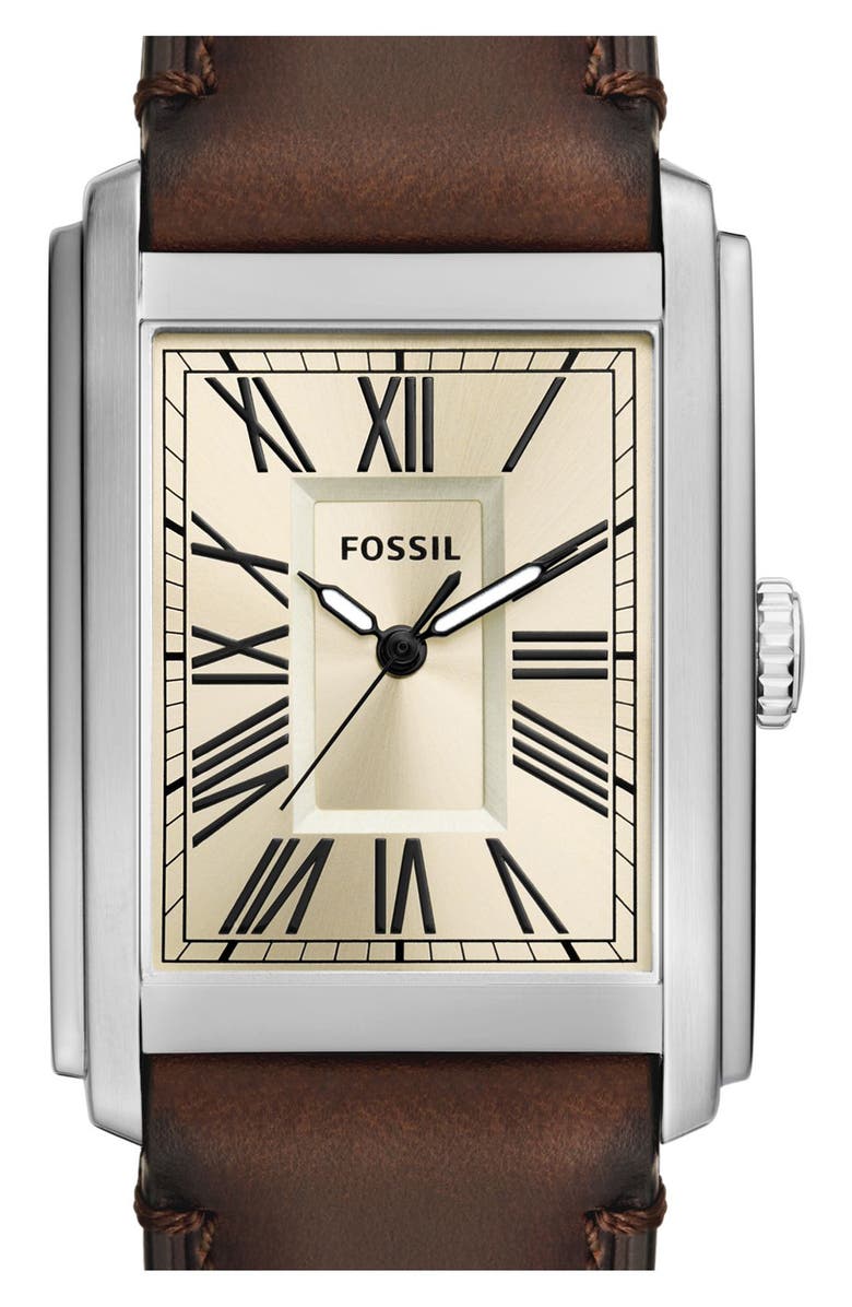 Fossil Carraway Leather Strap Watch, 30mm | Nordstrom