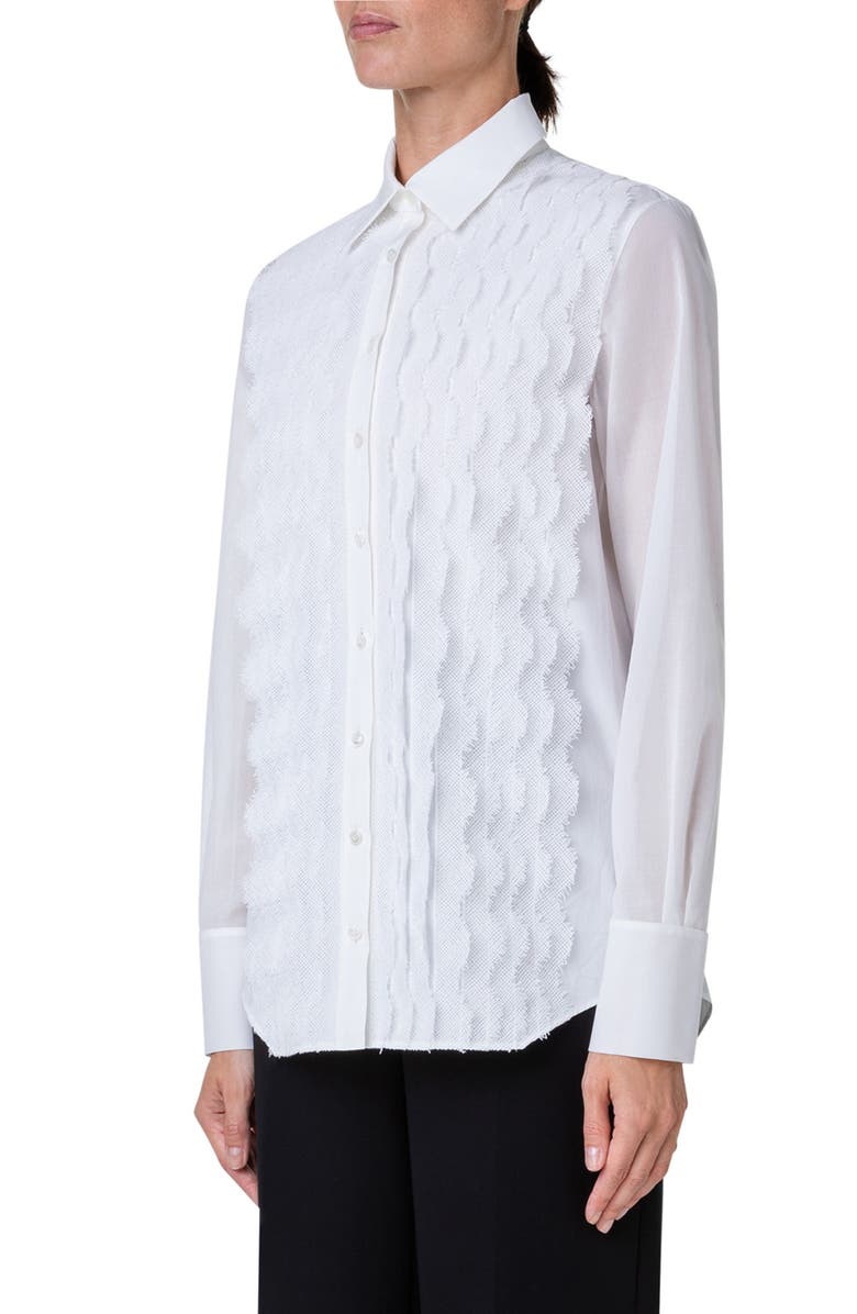 Akris Scalloped Netting Cotton Poplin Shirt | Nordstrom