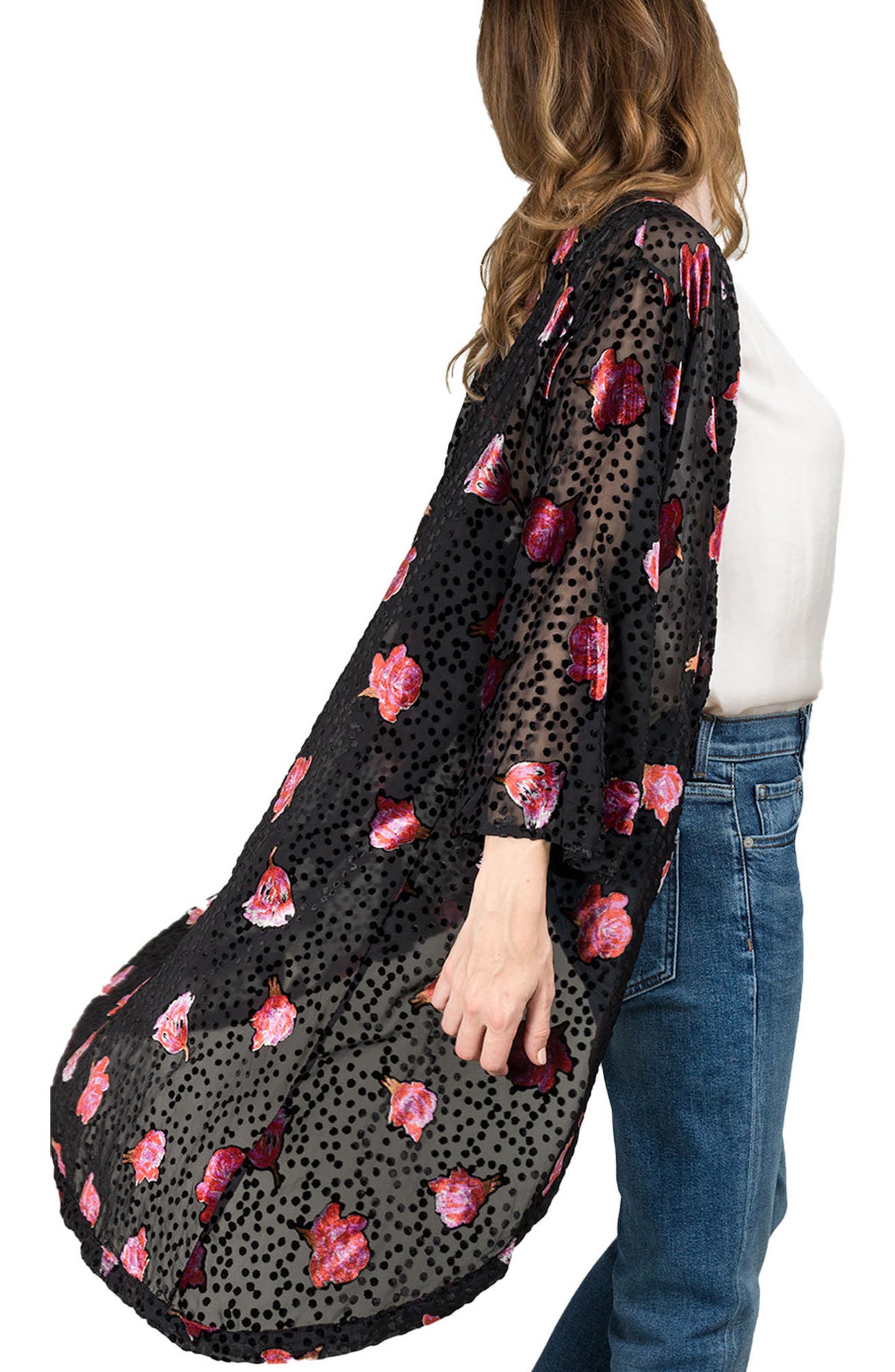 SAACHI Rose Velvet Burnout Ruana | Nordstromrack