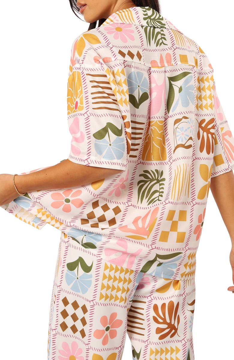 Petal & Pup Shay Oversize Patchwork Print Camp Shirt | Nordstrom