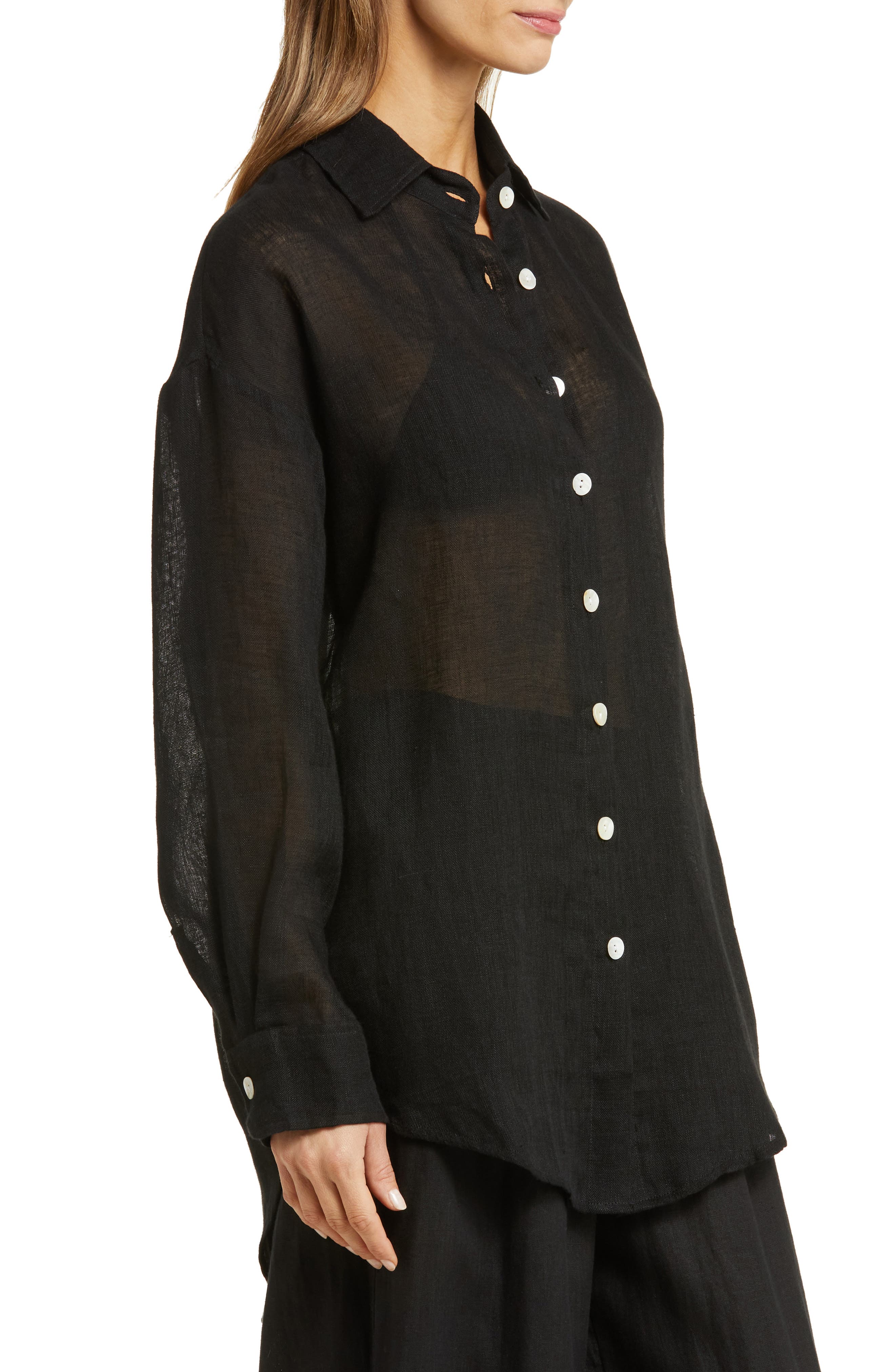 Vitamin A® Playa Oversize Linen Cover-Up Shirt | Nordstrom
