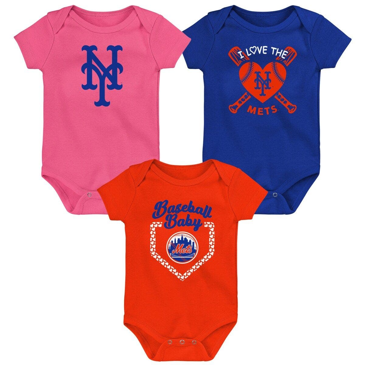 Outerstuff Infant Royal/Orange/Pink New York Mets Baseball Baby 3-Pack ...
