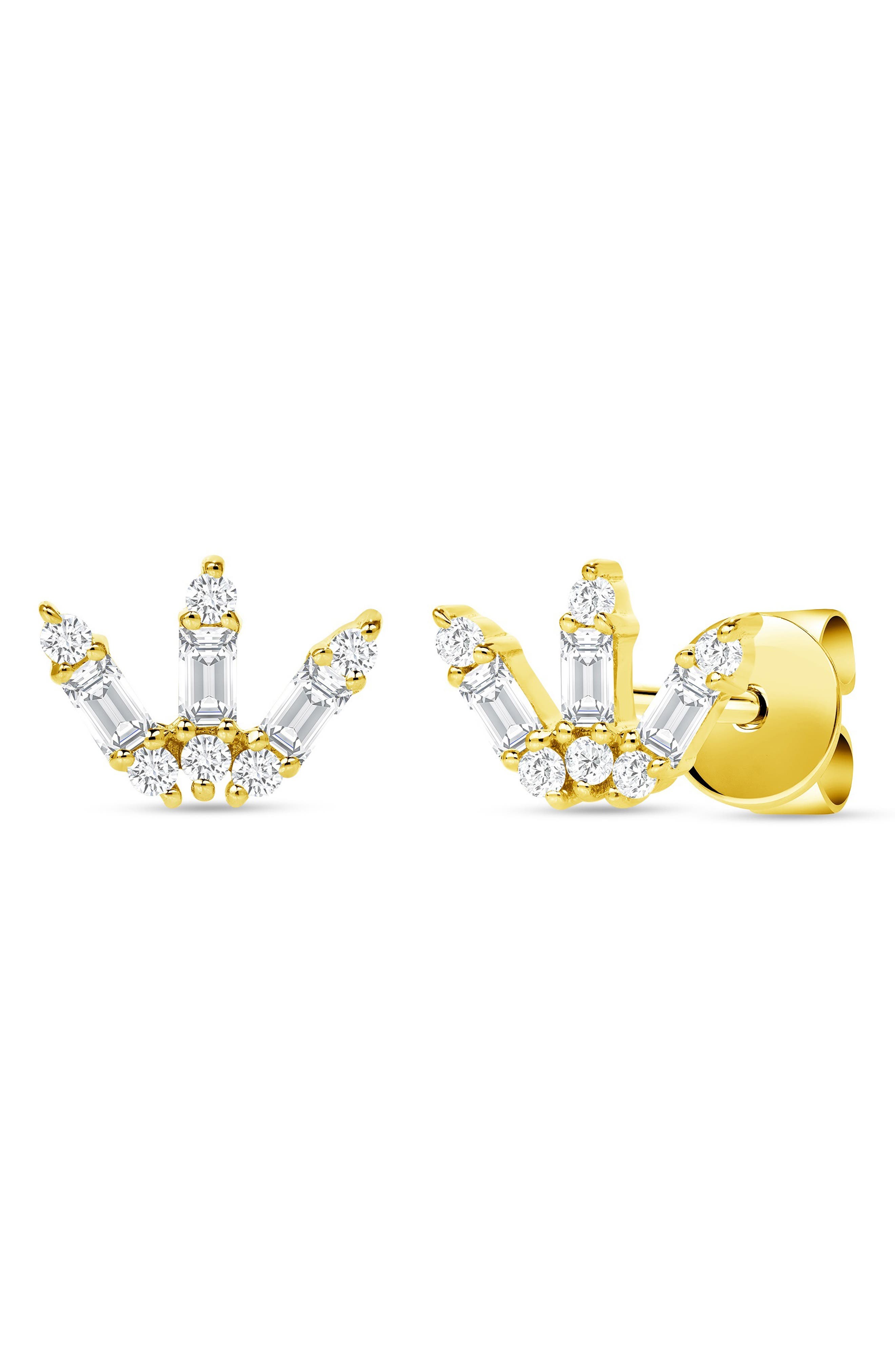 RON HAMI 14K Yellow Gold Baguette Diamond Stud Earrings - 0.09ct ...