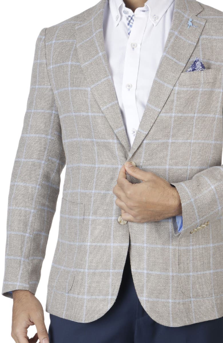 TailorByrd Classic Fit Yarn Dyed Windowpane Linen-Blend Sport Coat ...