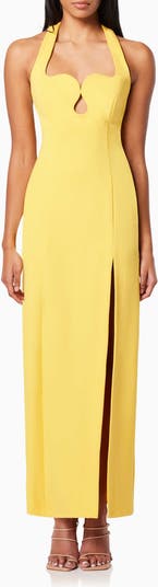 Elliatt Tuning Halter Neck Column Gown | Nordstrom