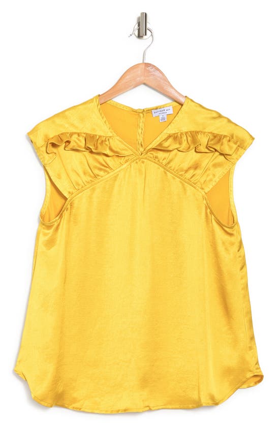 Current Air Ruffle Shoulder Woven Blouse In Yellow | ModeSens