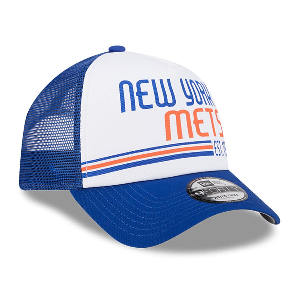 New Era Men's New Era White/Royal New York Mets Stacked A-Frame Trucker ...
