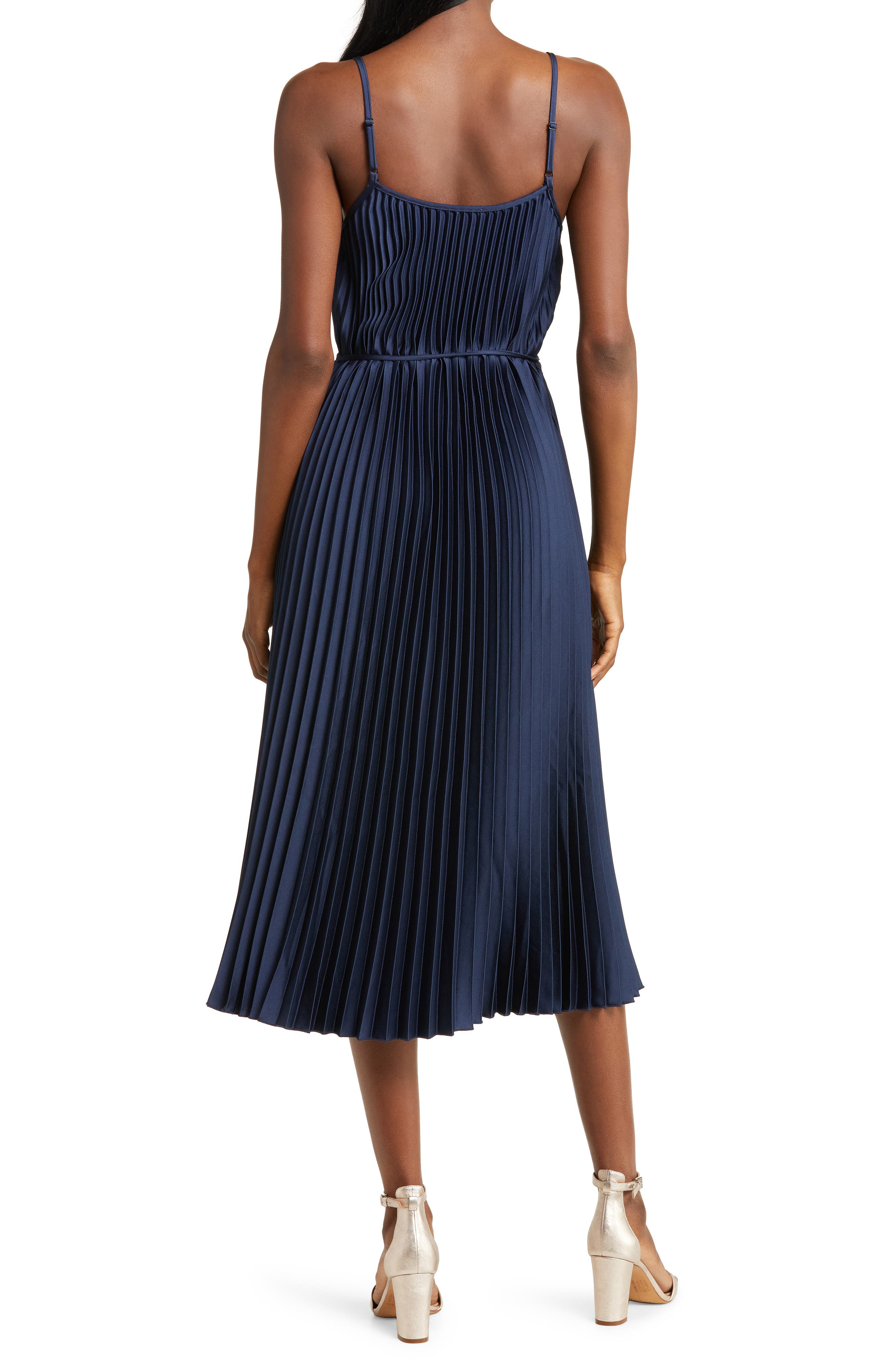 Sam Edelman Hammered Satin Plissé Dress | Nordstrom