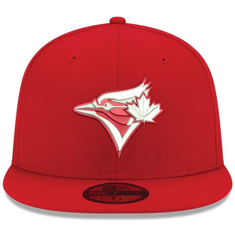 New Era Men's Red Toronto Blue Jays Logo White 59fifty Fitted Hat In ...