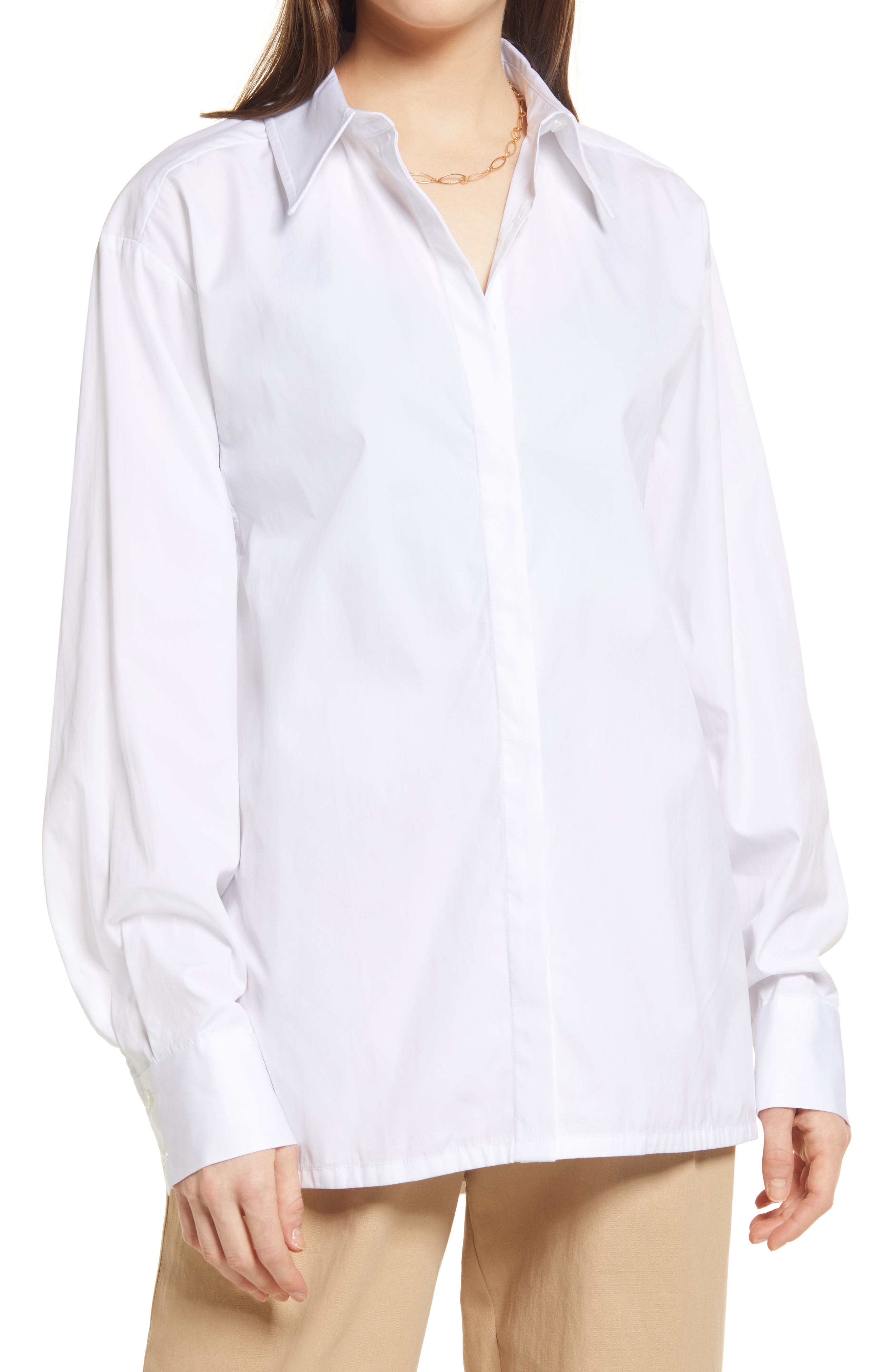 Open Edit Relaxed Poplin Button-Up Shirt | Nordstrom